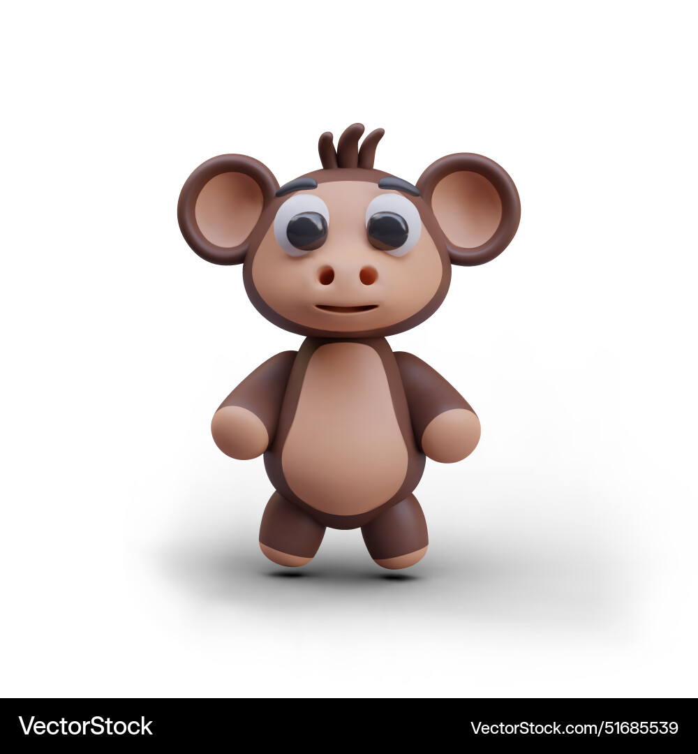 Model of monkey front view on toy for kids 3d Vector Image