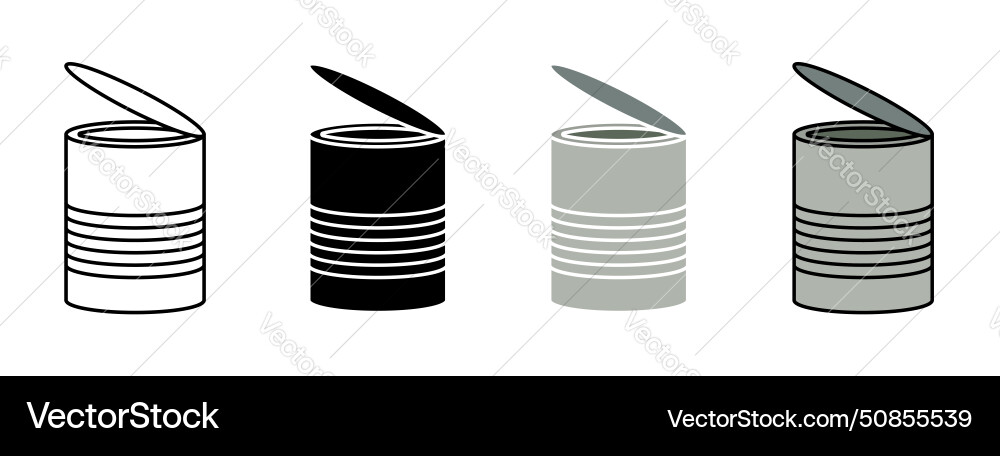 Open tin can icon set metal symbol Royalty Free Vector Image
