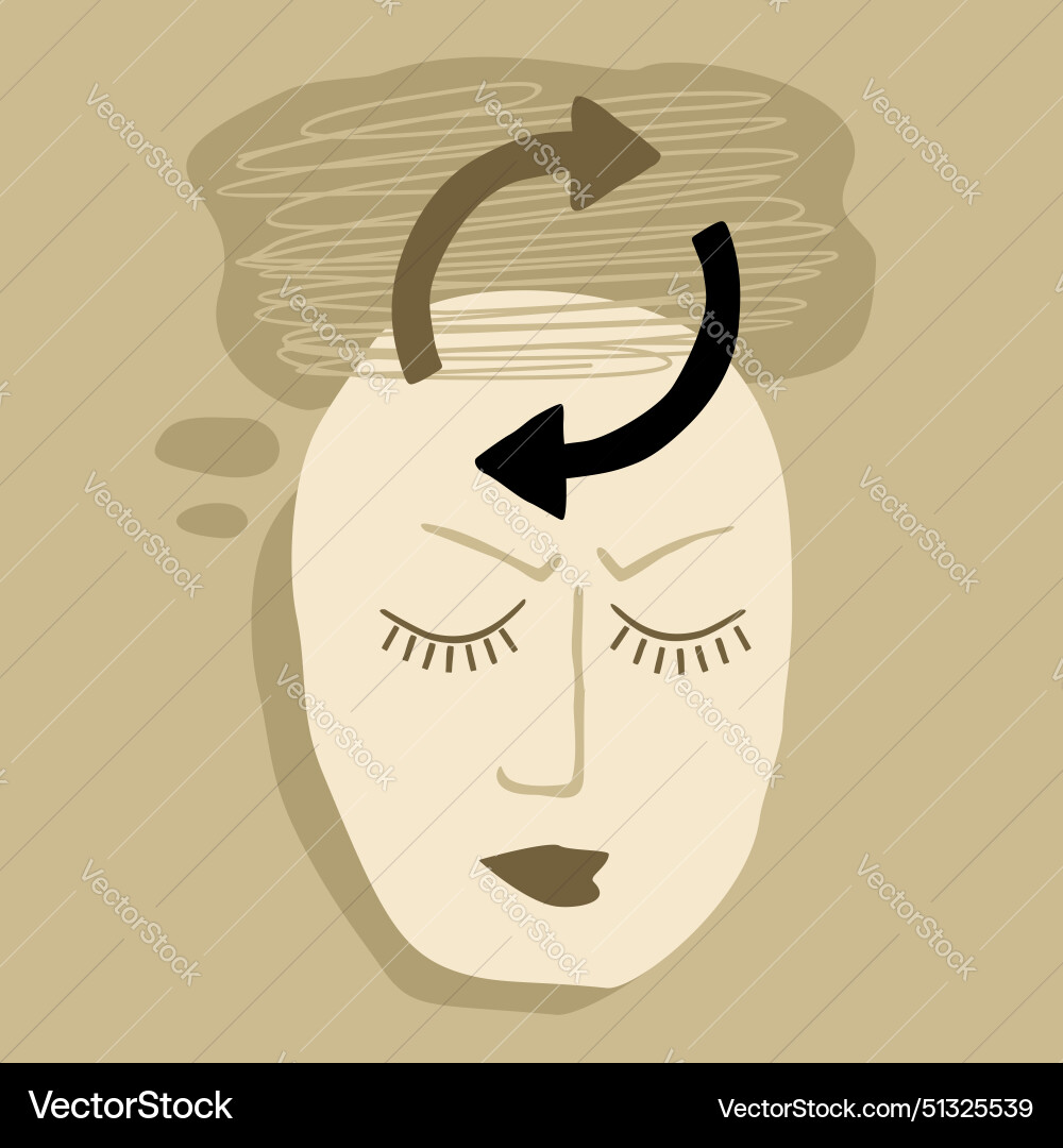 Overthinking things - repeating moments in head Vector Image