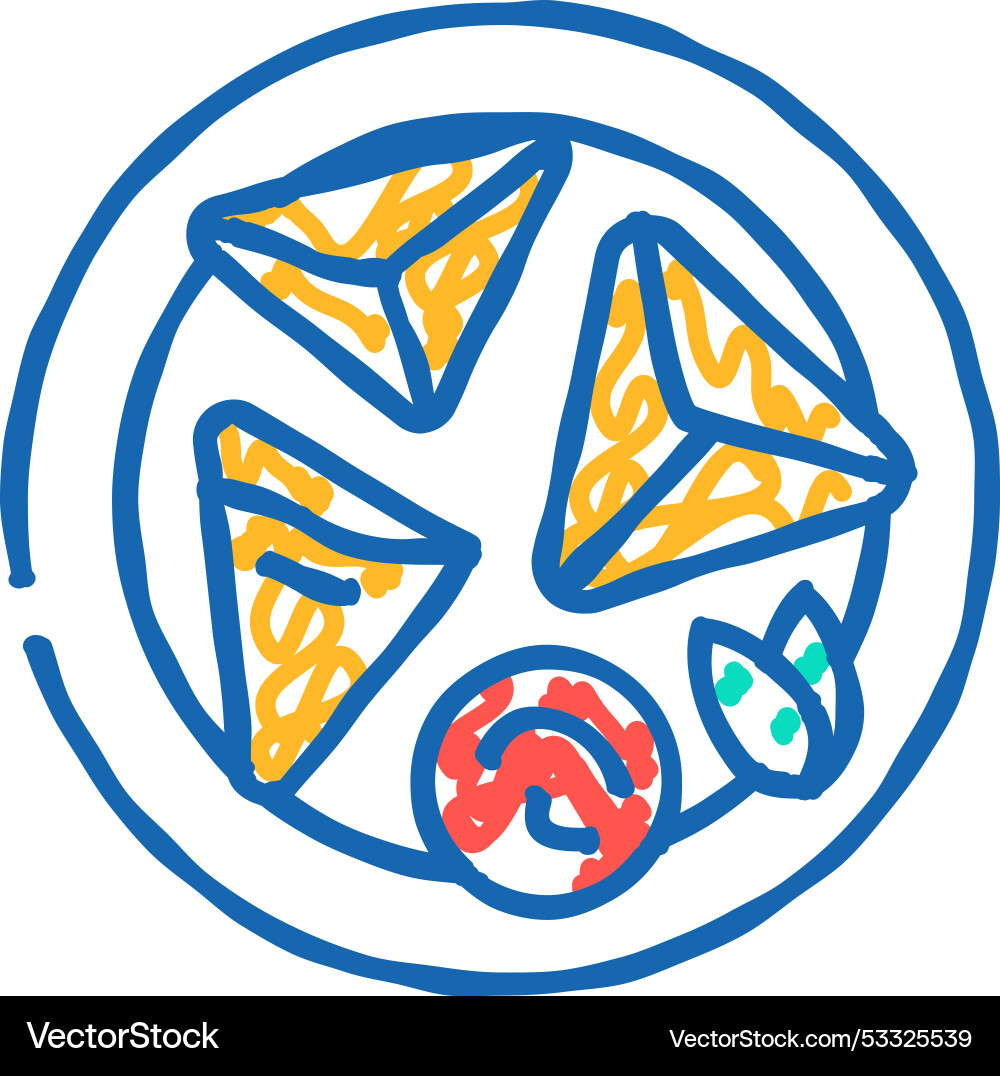 Samosa indian cuisine icon doodle Royalty Free Vector Image