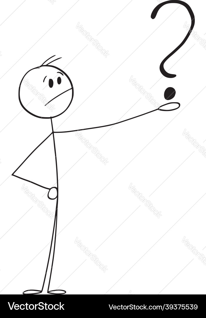 Unsure asking person looking for answer holding Vector Image