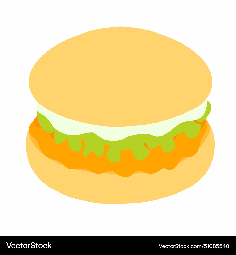 Chicken burger with sauce and fresh sliced Vector Image