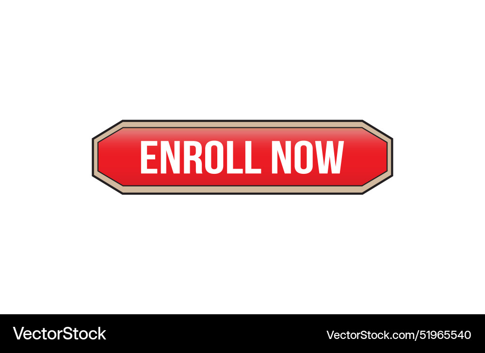 Enroll now red ribbon label banner open available Vector Image