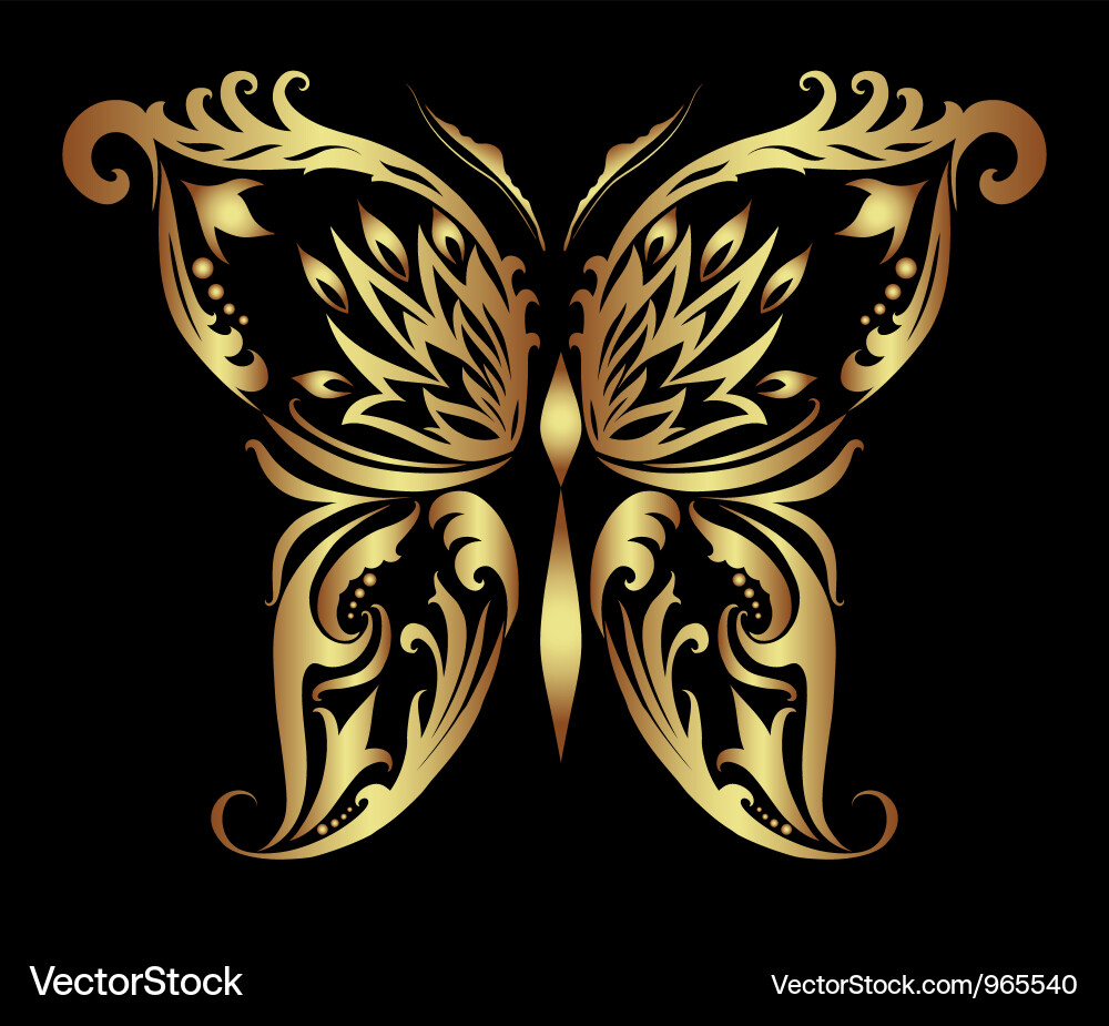 Golden butterfly Royalty Free Vector Image - VectorStock