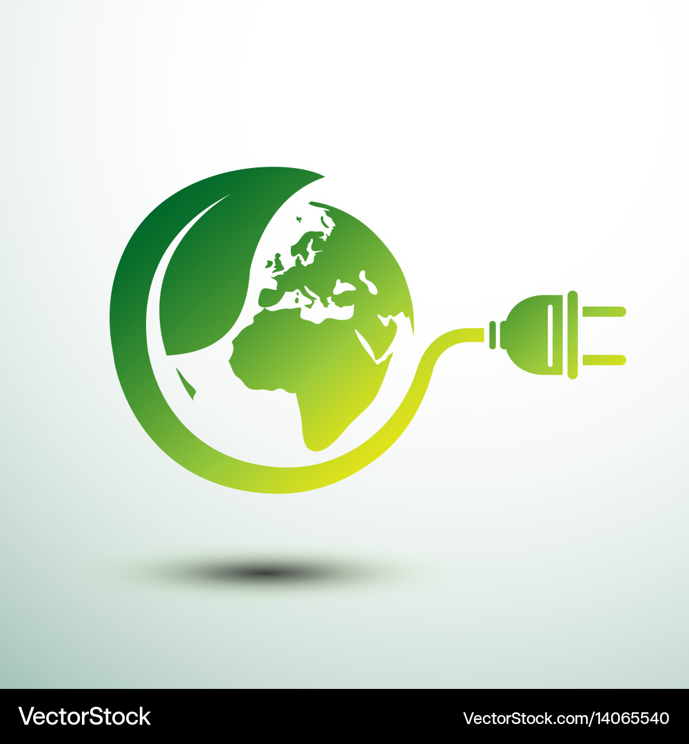 Green Power Earth Plug Royalty Free Vector Image