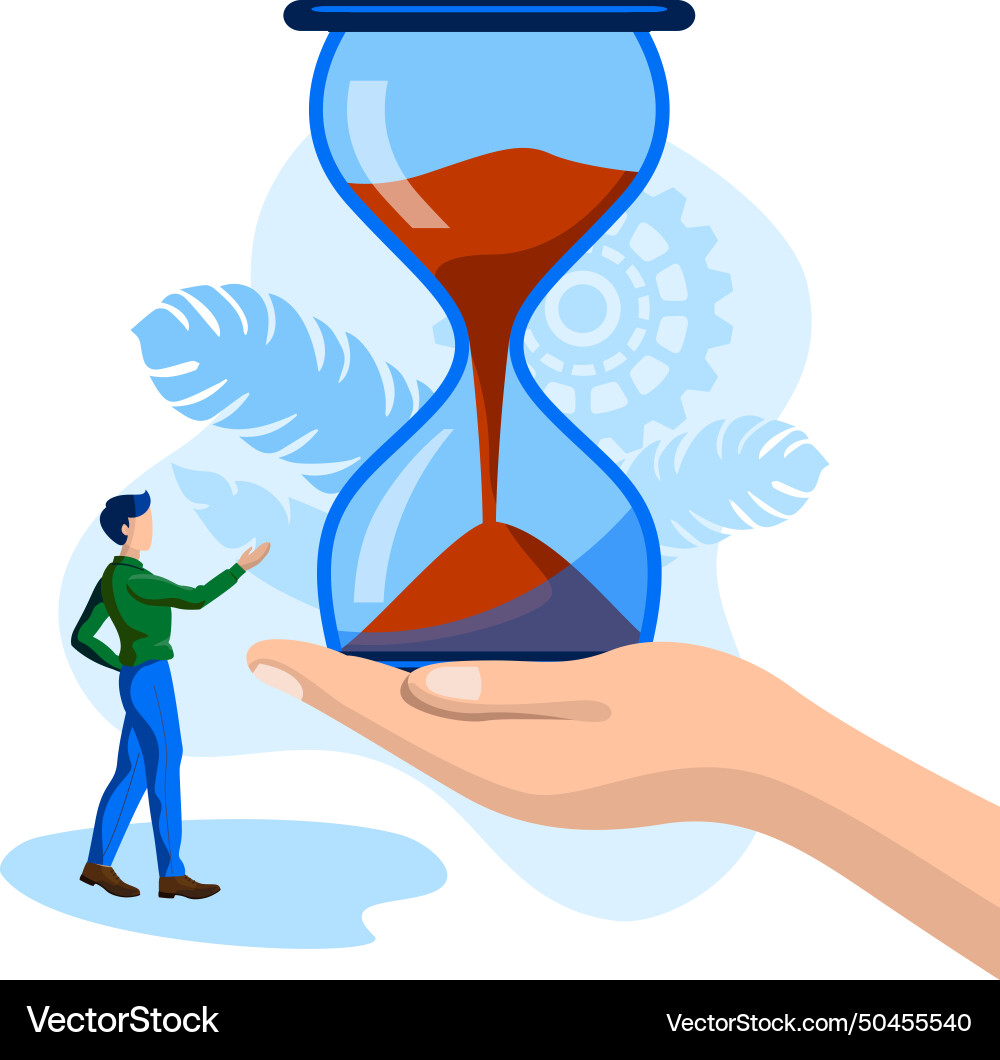 Hand giving hour glass to man Royalty Free Vector Image