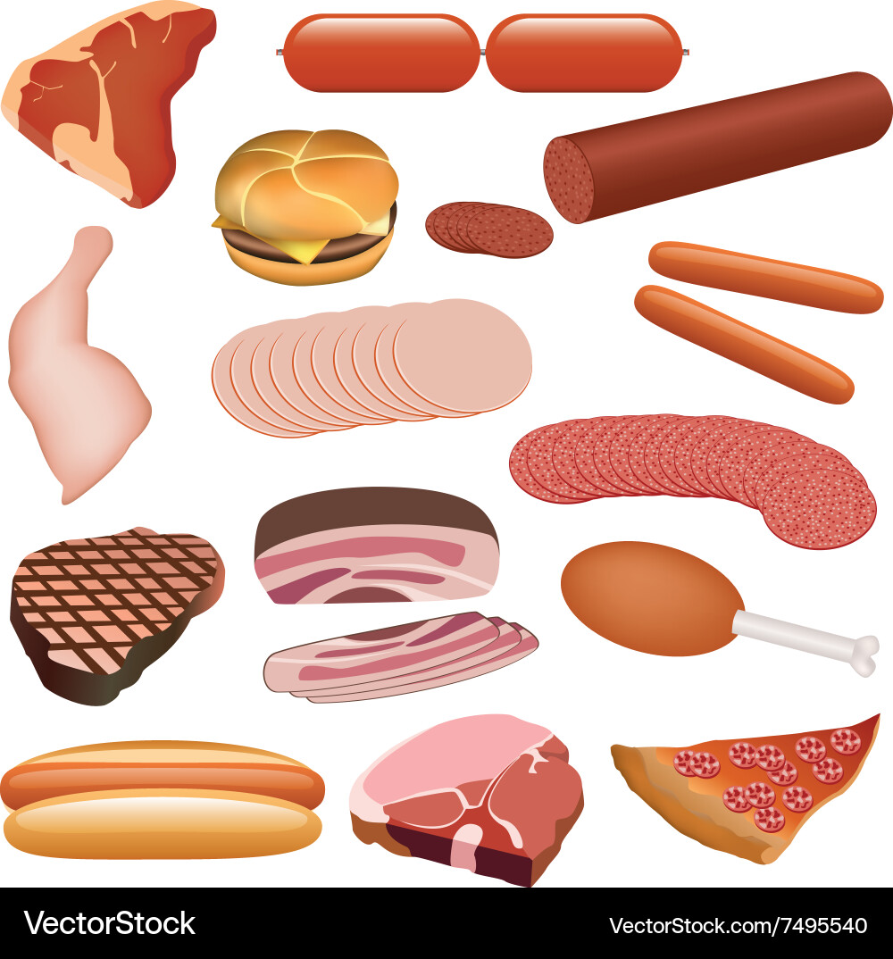 Meat set Royalty Free Vector Image - VectorStock