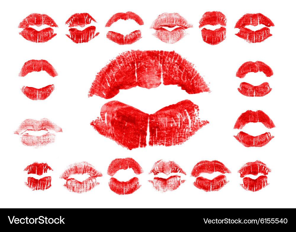 Red Lipstick Imprints Royalty Free Vector Image
