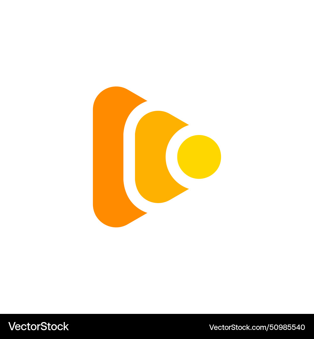 Yellow play button geometric logo icon Royalty Free Vector