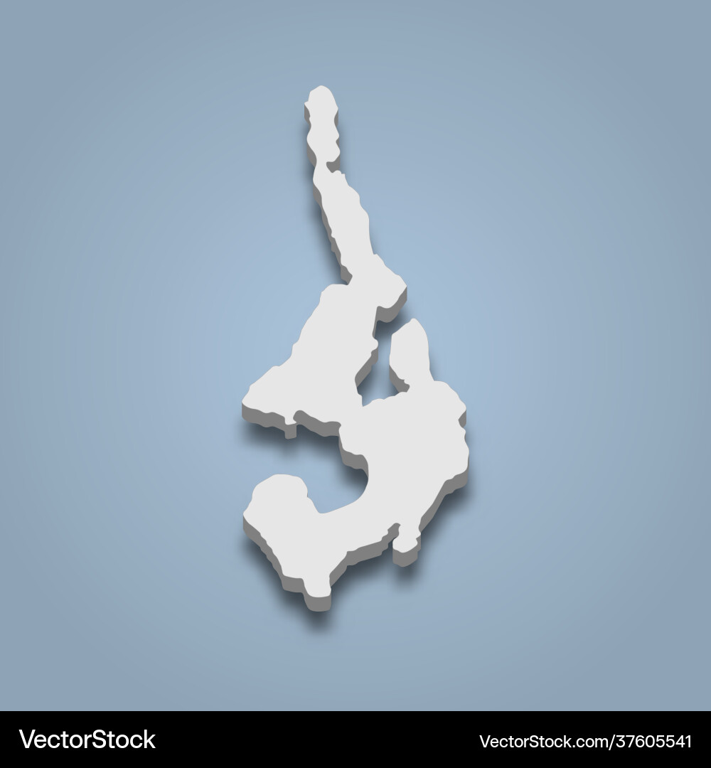 3d isometric map ko phi leh is an island Vector Image
