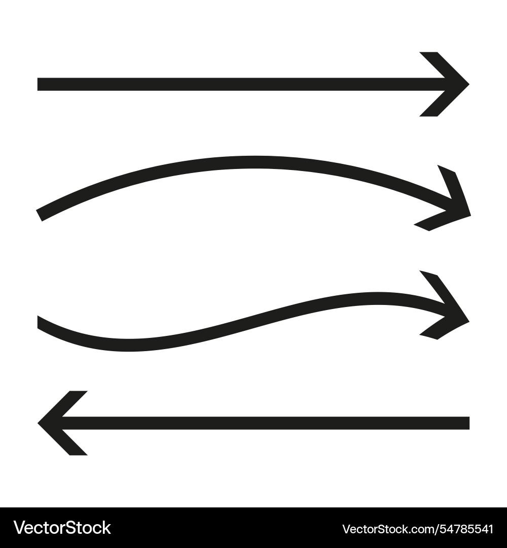 Arrow movement icon direction flow symbol wavy Vector Image