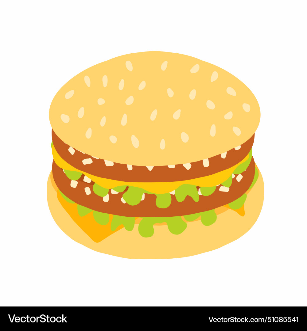 Big burger with double pork cutlets Royalty Free Vector
