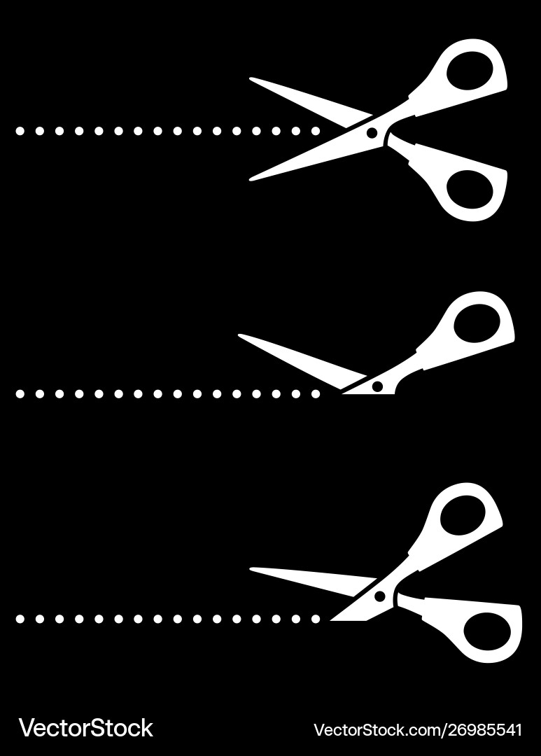 Black set scissor icons with points Royalty Free Vector