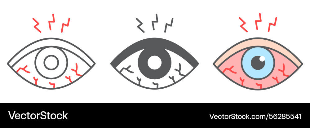 Eye sore icon collection disease and allergy Vector Image