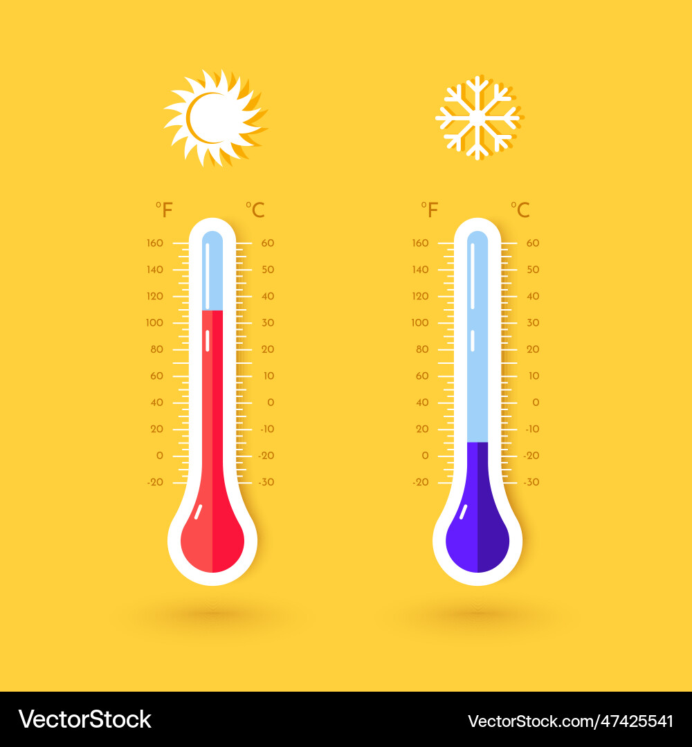 Hot and cold weather celsius or fahrenheit Vector Image