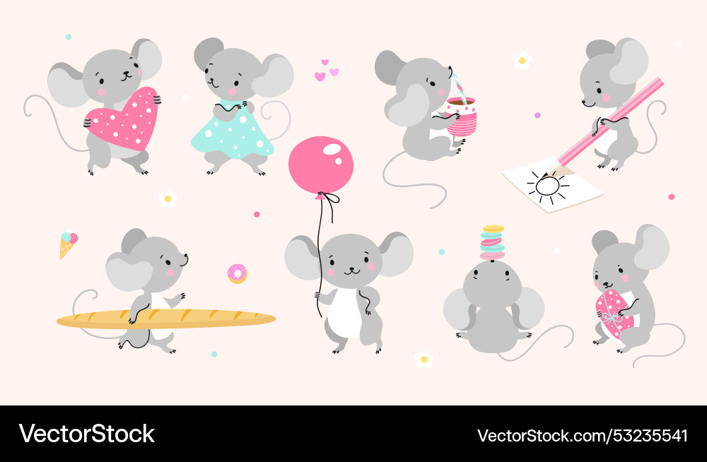 Mouse cartoon characters cute mice stylized rats Vector Image