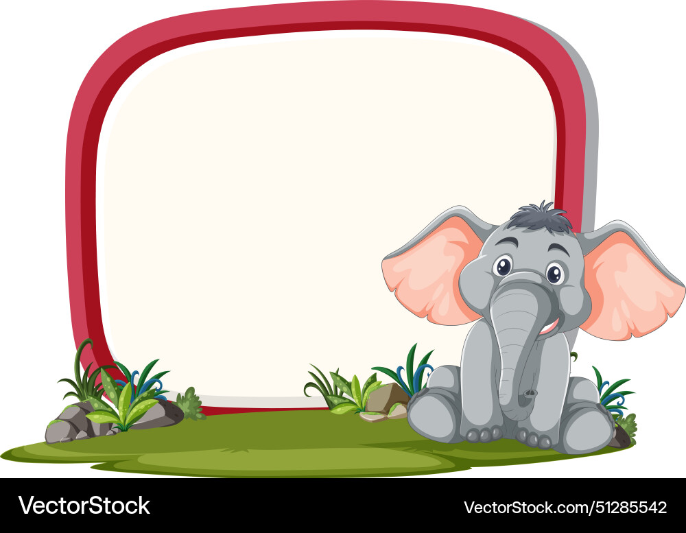 A cheerful elephant near sign Royalty Free Vector Image