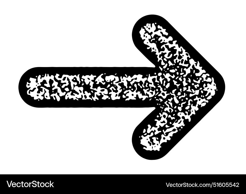Black textured rightward arrow Royalty Free Vector Image