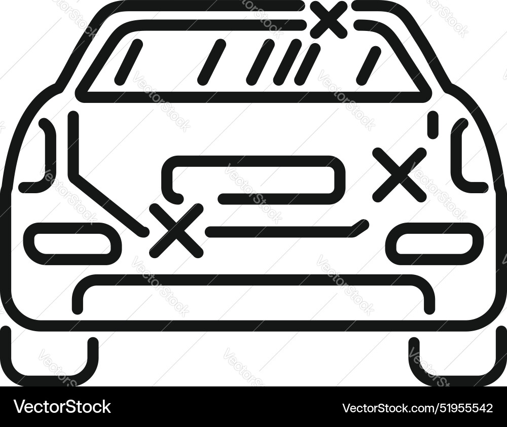 Broken car showing body damage from accident Vector Image