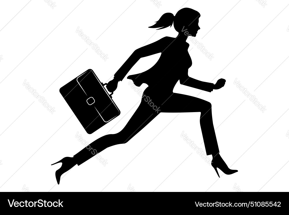 Businesswoman running silhouette Royalty Free Vector Image