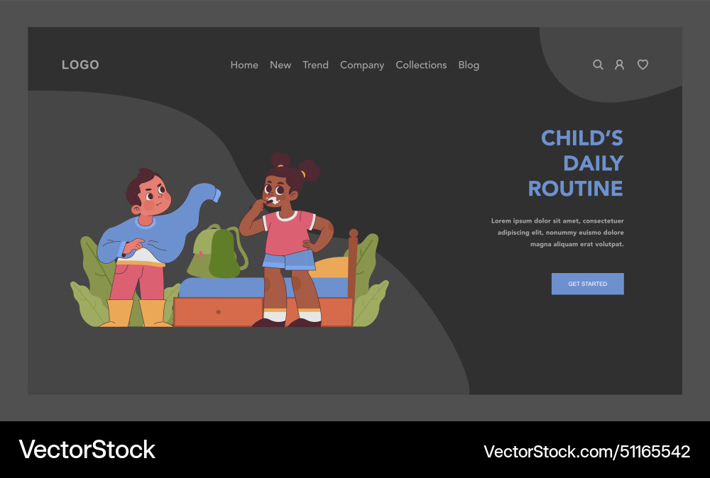 Child daily routine concept flat Royalty Free Vector Image