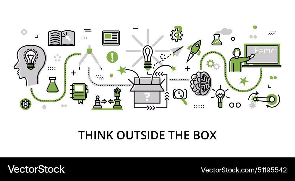Infographic greenery think outside the box Vector Image