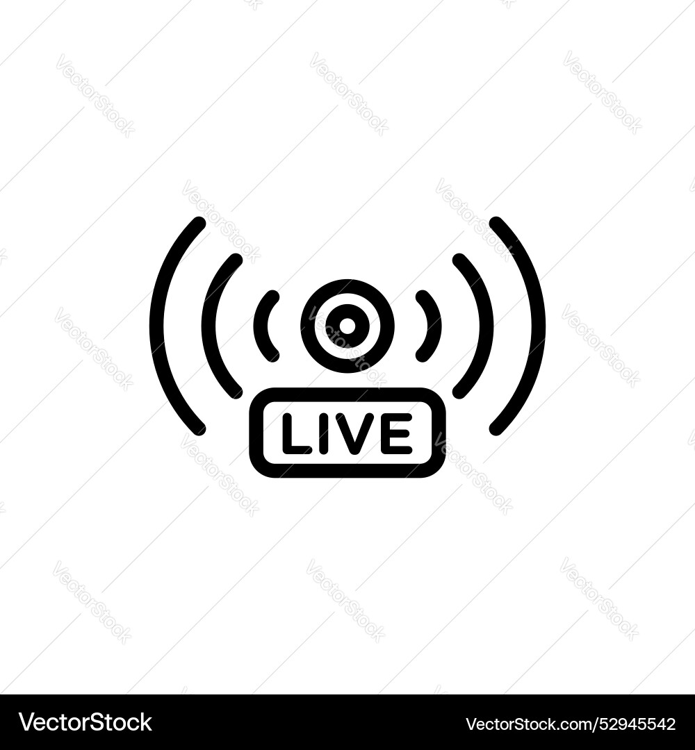 Livestream line icon isolated on white background Vector Image