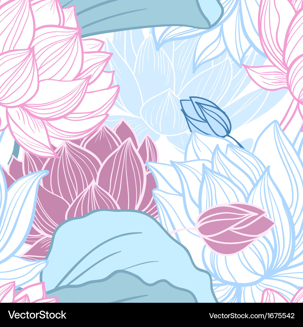 Lotus seamless pattern Royalty Free Vector Image