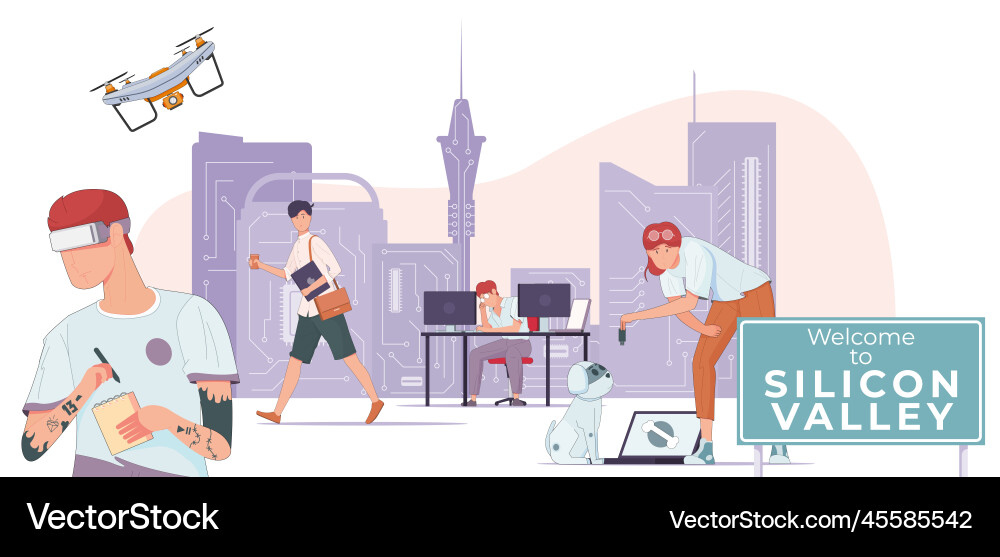 Silicon valley welcome composition Royalty Free Vector Image