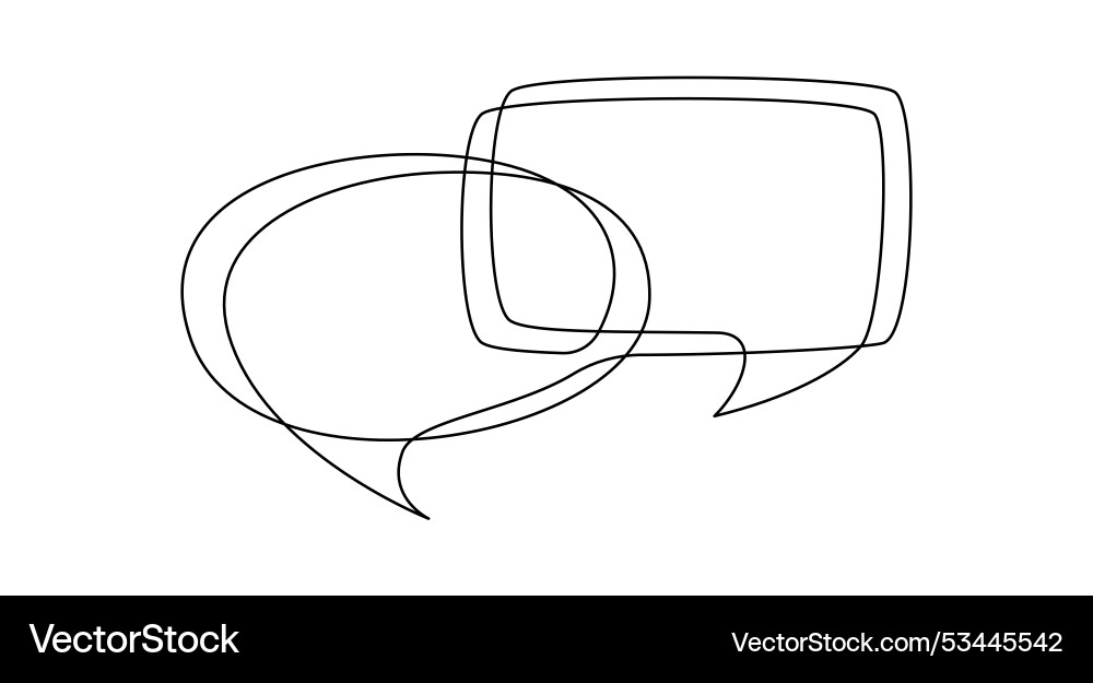 Speech bubbles in one continuous line drawing Vector Image
