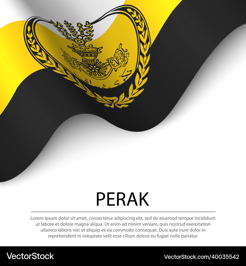 Waving flag of perak is a state malaysia Vector Image