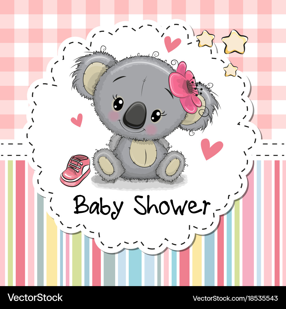 Baby shower greeting card with cartoon koala girl Vector Image
