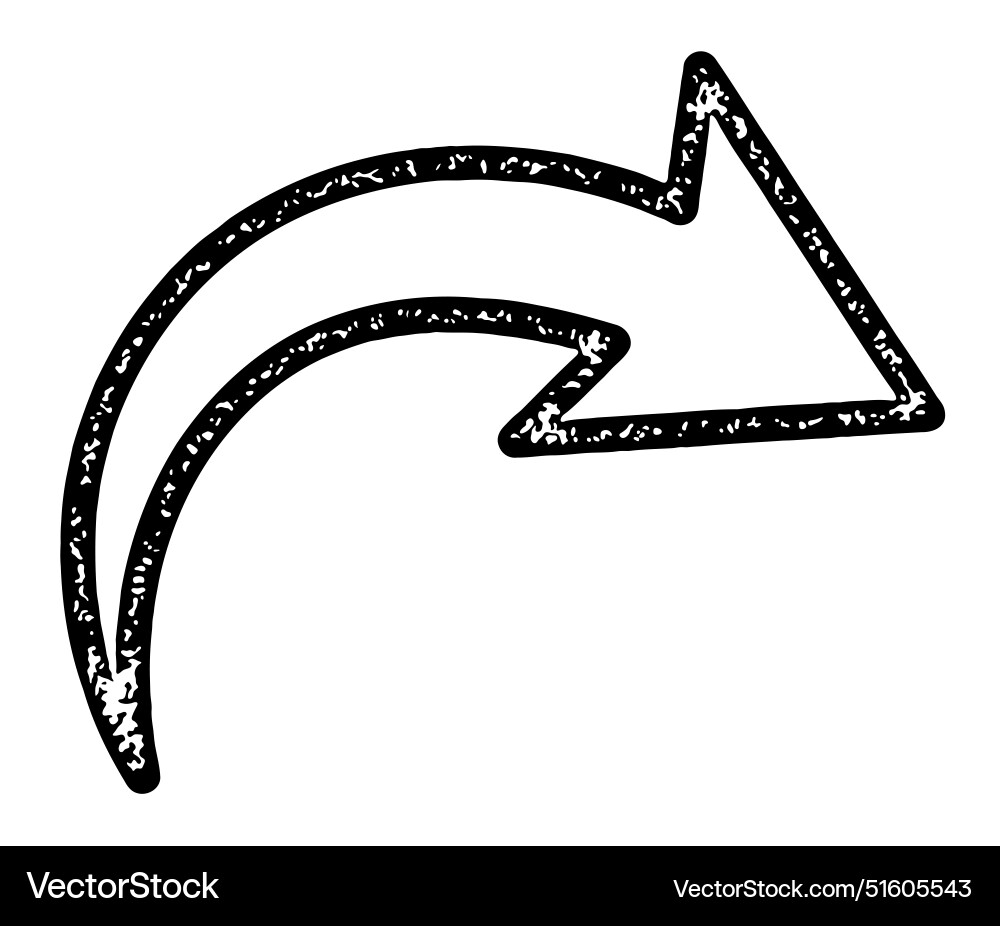 Black textured double curved arrow Royalty Free Vector Image