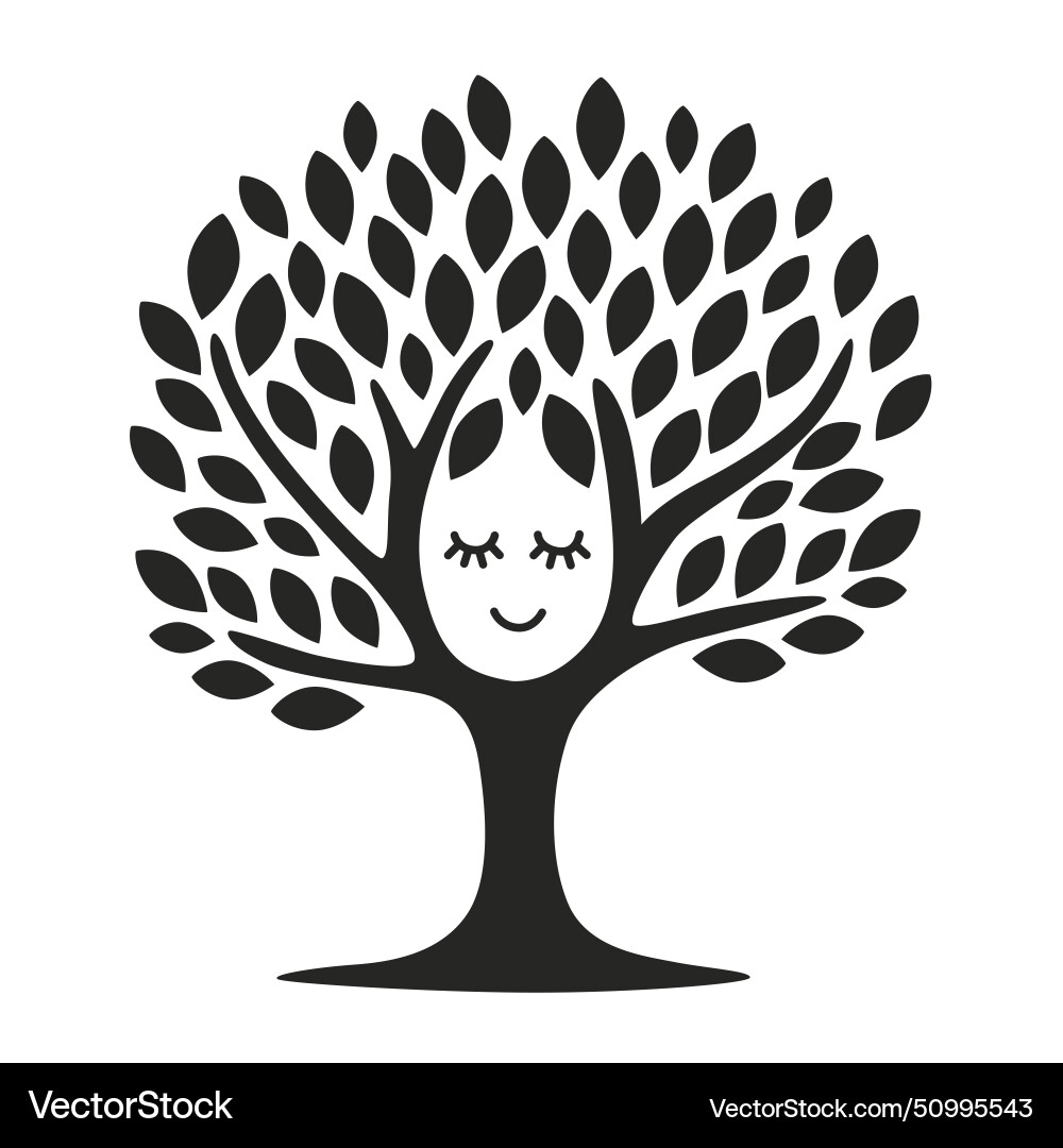 Cute tree for logo icon black Royalty Free Vector Image