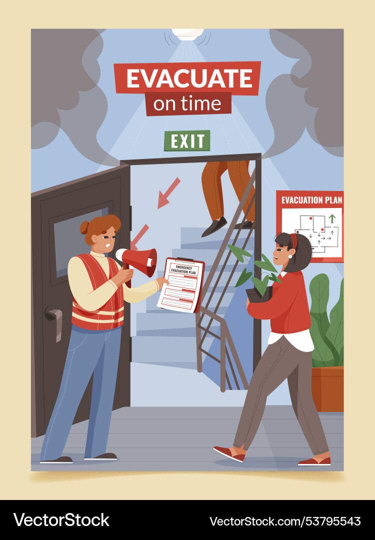 Evacuation safety poster Royalty Free Vector Image