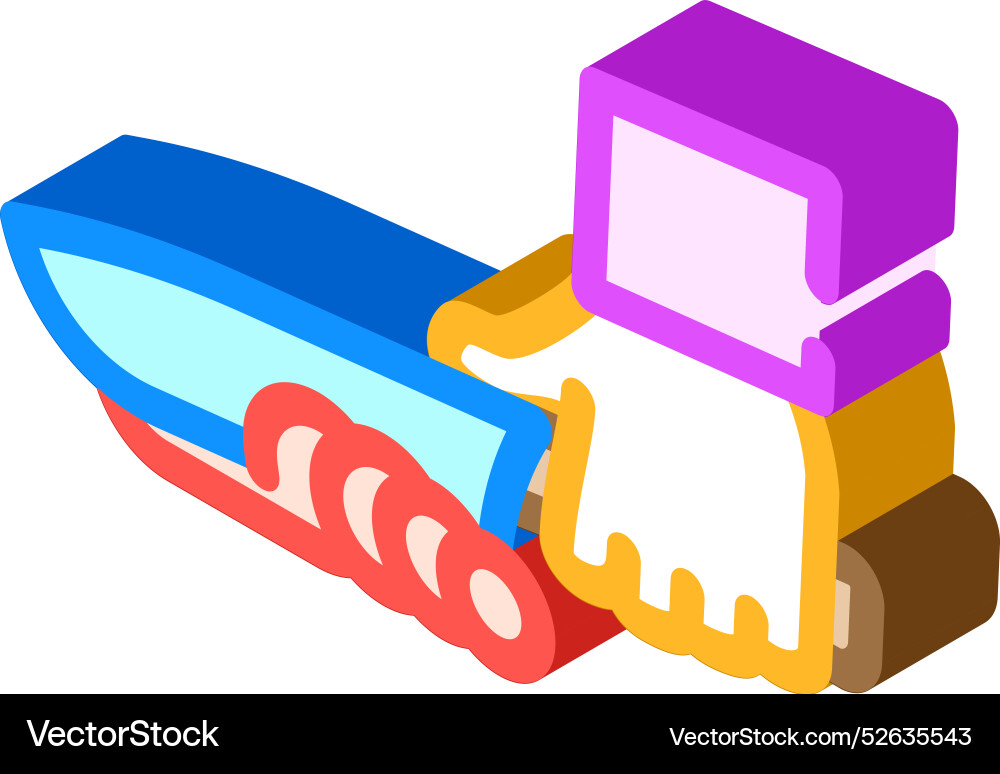 Knife skills restaurant chef isometric icon Vector Image