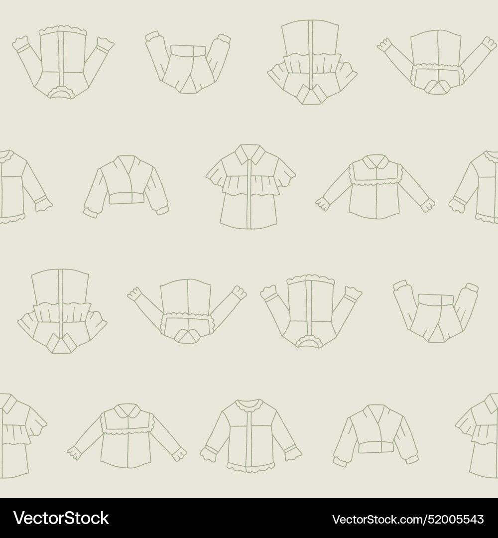 Outline collection of blouse seamless pattern Vector Image
