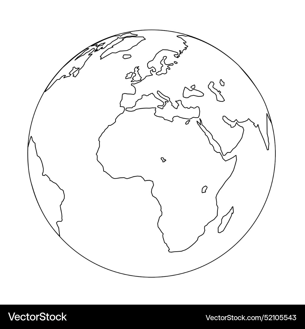 Outline drawing of world map with continents Vector Image