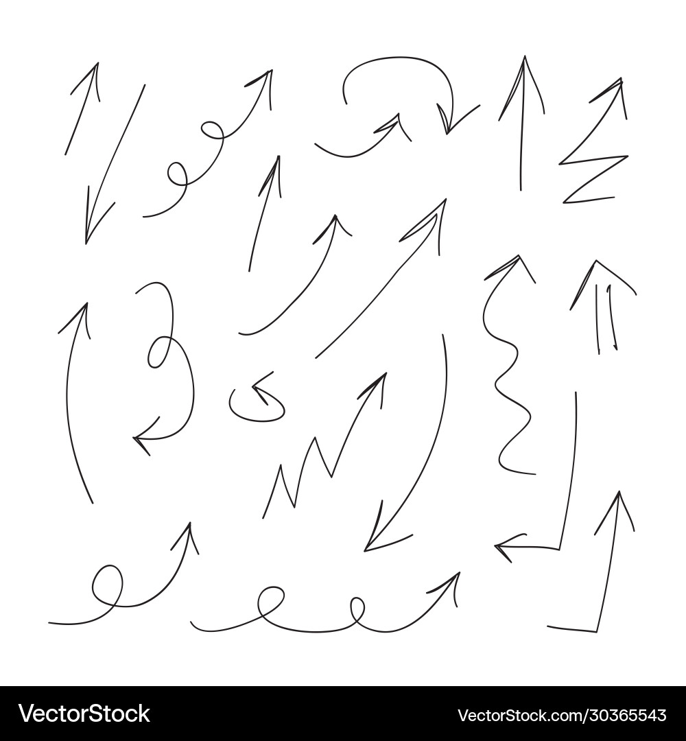 Pfeile Icons Hand gezeichnet editable set Vektorbild