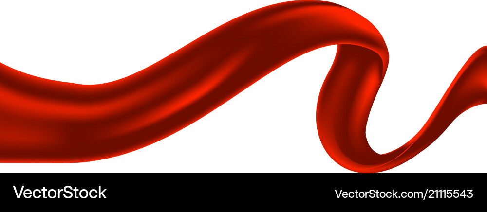 Realistic red ribbon in wavy position Royalty Free Vector