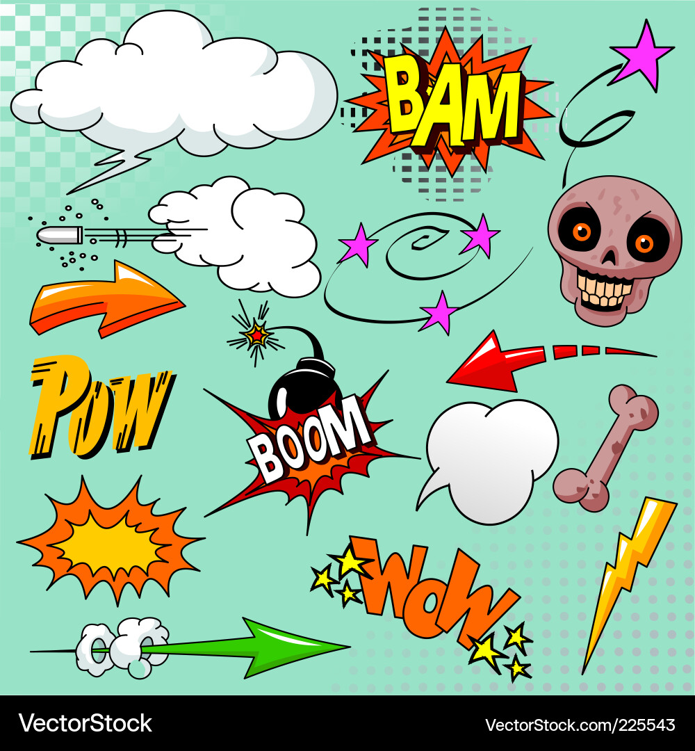Set of comic elements Royalty Free Vector Image