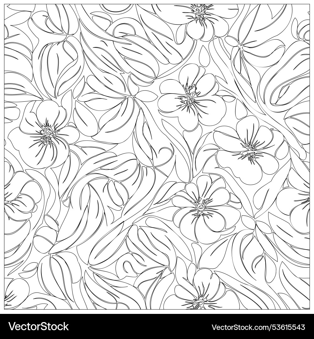 Ylang ylang flower pattern outline sketch Vector Image