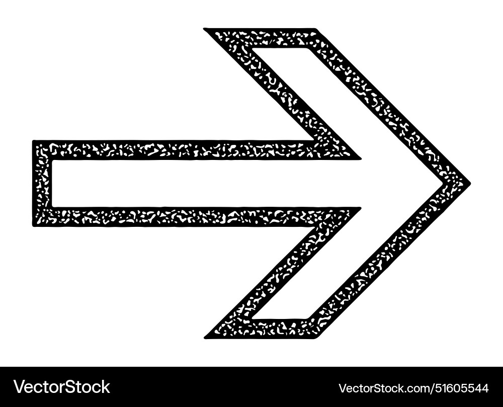 Black textured hollow arrow Royalty Free Vector Image
