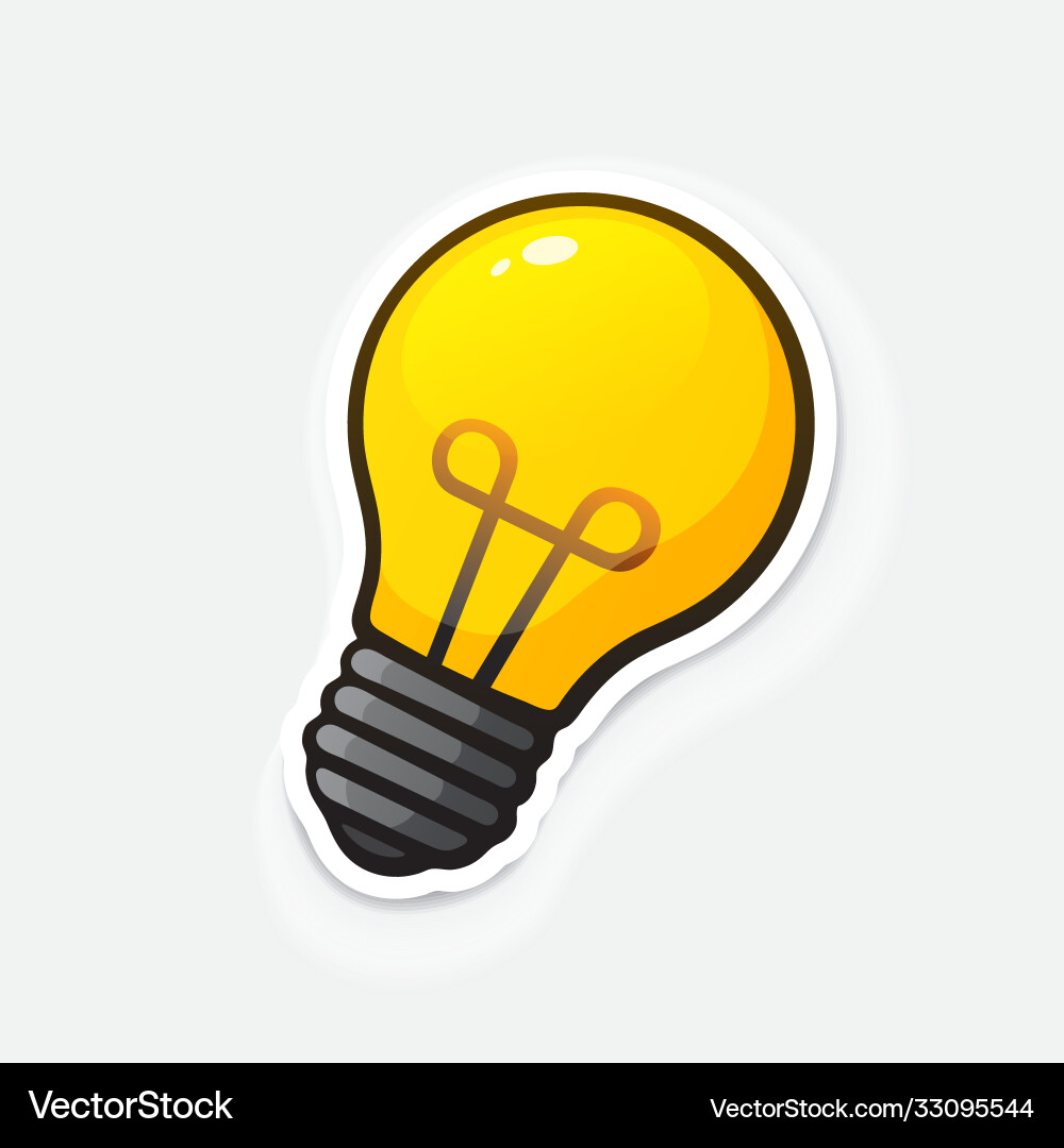 Cartoon Light Bulb Sticker Royalty Free Vector Image
