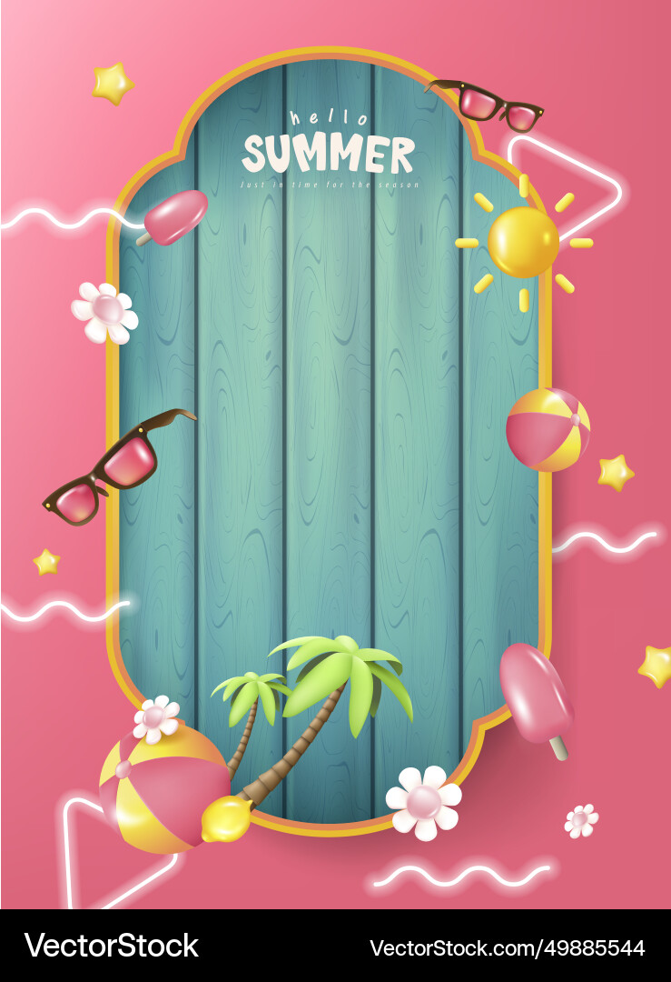 Colorful summer banner background with beach Vector Image
