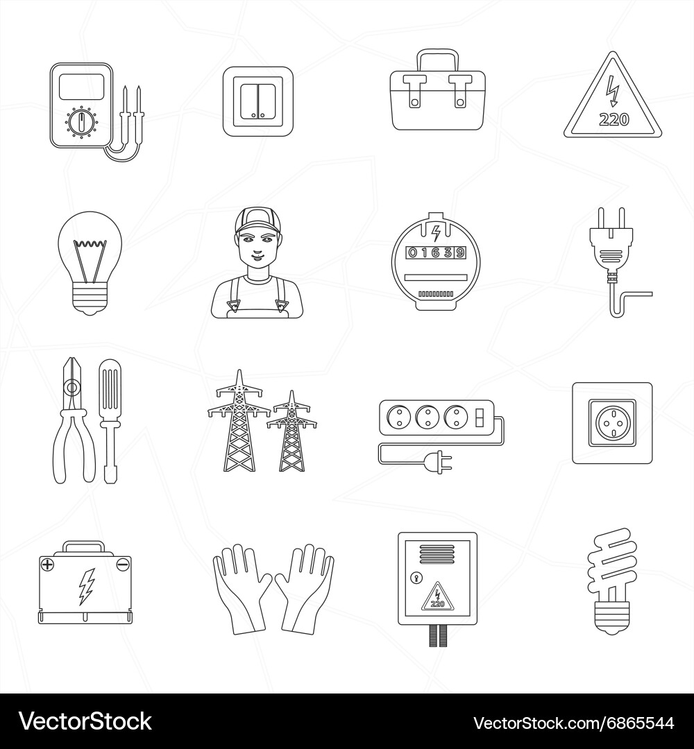 Electrician Tools & Instruments Icons Vector Image