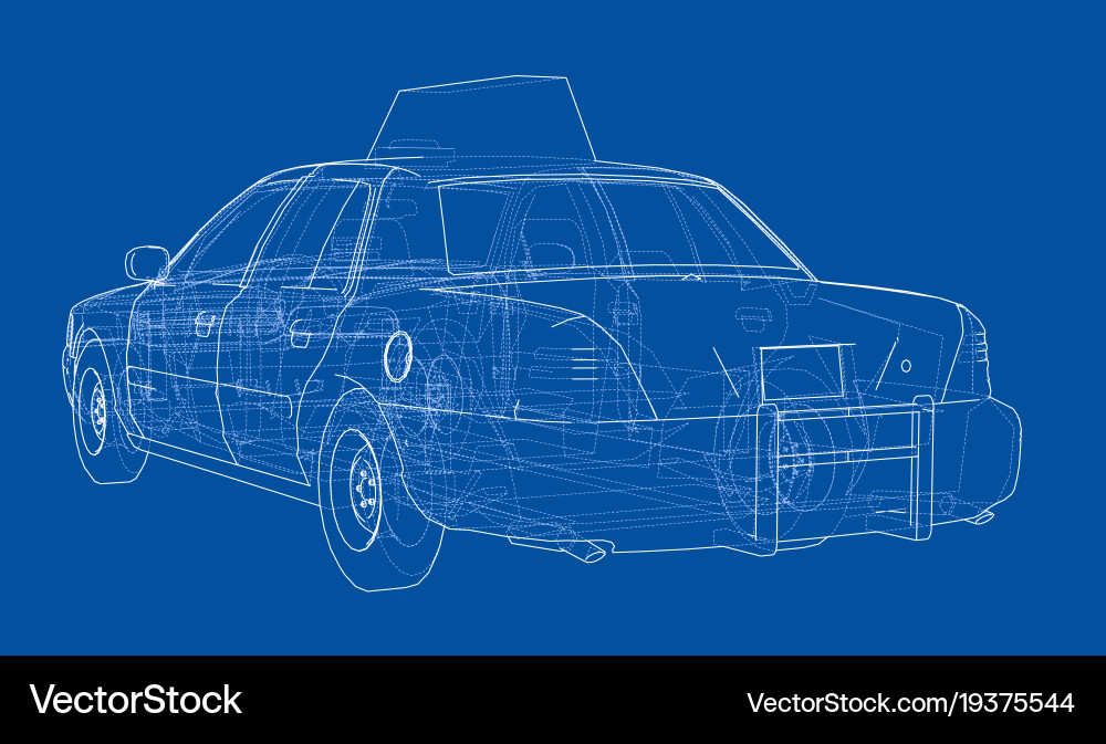 Taxi outline drawing Royalty Free Vector Image