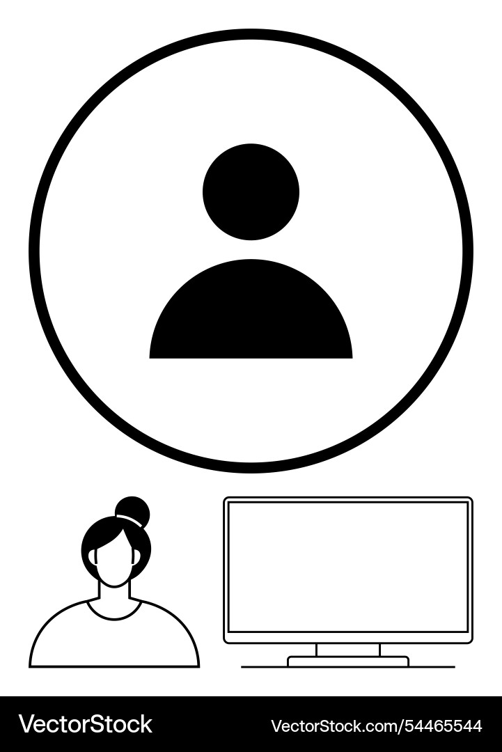User profile icon with woman in front of computer Vector Image