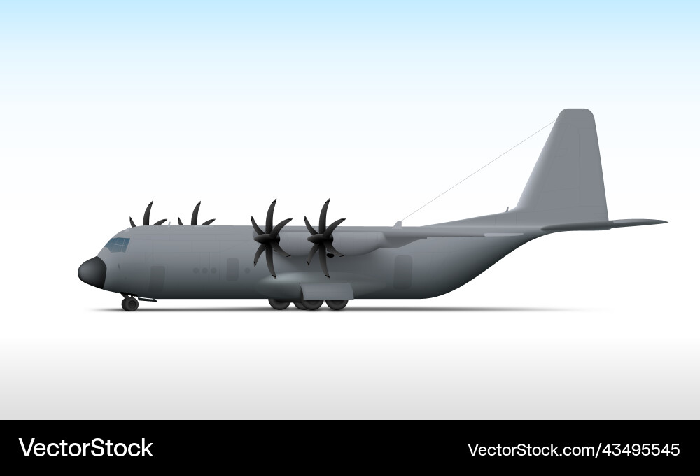 3d white military cargo plane on ground Royalty Free Vector