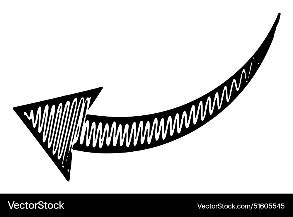 Black textured wavy arrow Royalty Free Vector Image